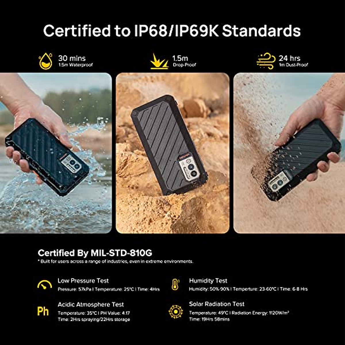 Ulefone Rugged Smartphones, Power Armor X11 Pro 8150mAh Battery, 8GB+64GB Android 12 Octa-core Rugged Phone, 16MP Rear Camera 5.45-inch Screen, Dual SIM 4G, IP68 Waterproof Unlocked Cell Phone