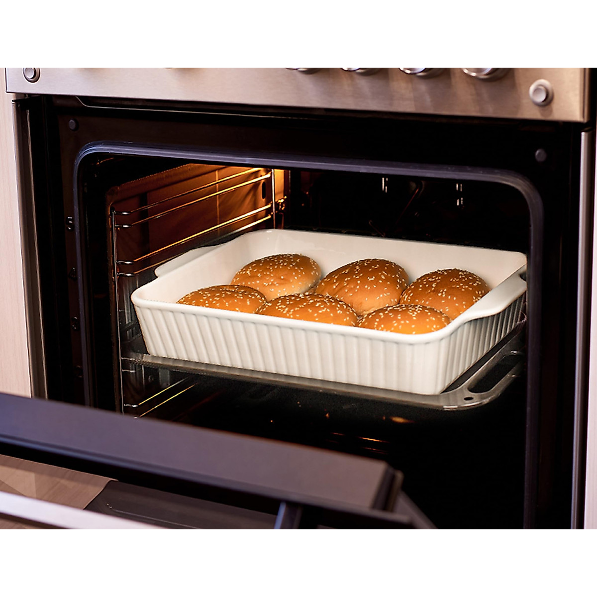 Casserole Dishes for Oven, Ceramic Baking Dish 9x13,4.2 Quarts Casserole Dish with Handles,2 Pack Lasagna Pan Deep Baking Pan Set Bakeware Oven Safe Baking Dishes for Oven,Lasagna,Wedding Gift, White