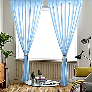 AMZLOKAE Chiffon Backdrop Curtains Baby Blue 29''x84'' Sheer Curtains 2 Panels Voile Window Curtains Tulle Backdrop Curtains for Party Light Blue Shower Curtains Chiffon Fabric for Wedding Arch