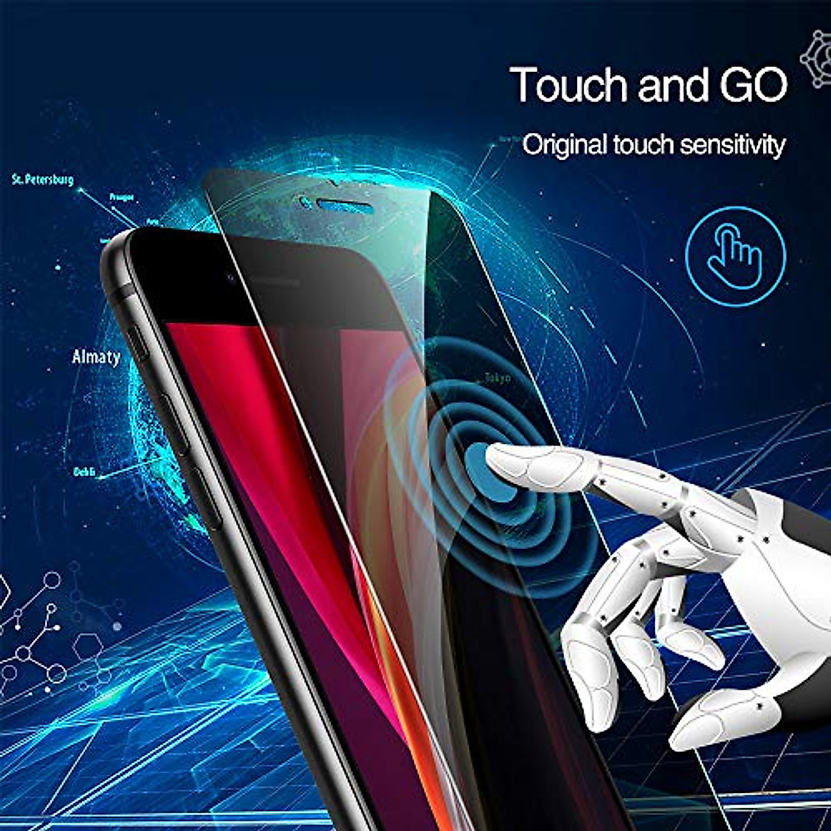 sorlnern Privacy Screen Protector for iPhone SE 3 2022/2 2020, iPhone 8/7/6s/6, Anti Spy Tempered Glass Film, with Easy-Installation Tool[4.7 inch]