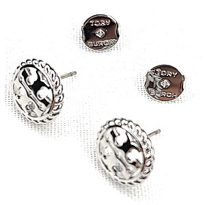 Tory Burch Rope Logo Stud Earring 136618 Silver 022