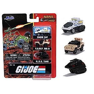 G.I. Joe 1.65" Nano 3-Pack Die-cast Cars, Toys for Kids and Adults