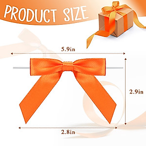 100 Pieces Twist Bow Satin Twist Tie Bows 5/8 Inch Bows for Halloween Wedding Crafts Wrapping Small Bows Candy Treat Bags Decoration(Torrid Orange,5/8 Inch)