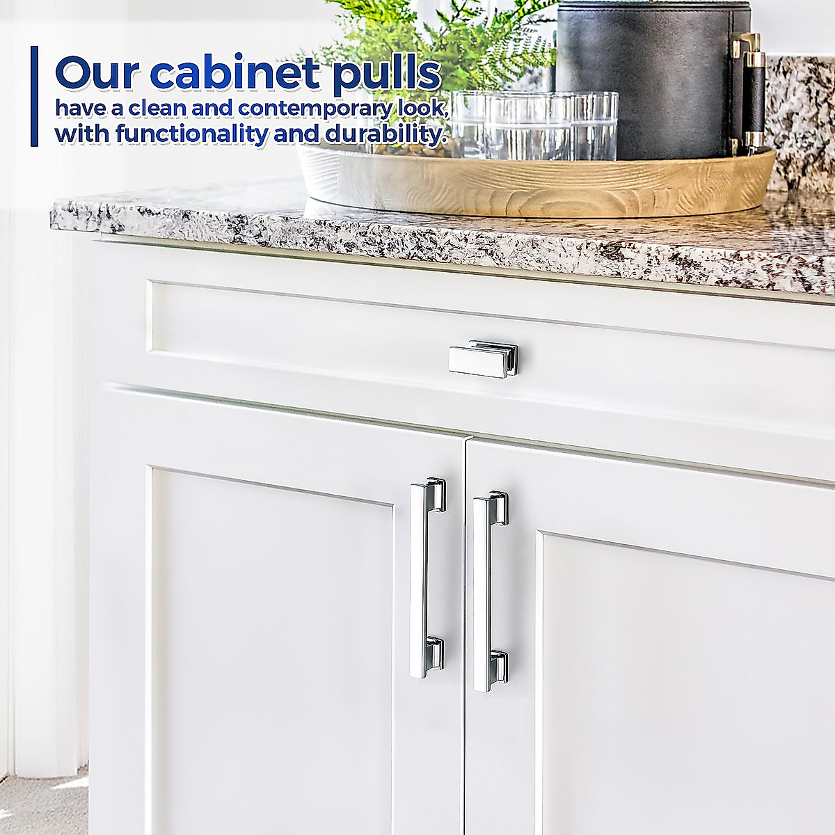 JOY DECOR 10 Pack Polished Chrome Cabinet Pulls Kitchen Handles for Cabinets 6 Inch Length with 5 Inch Hole Center Kitchen Cabinet Door Handles for Kitchen Cabinets and Dresser Drawers