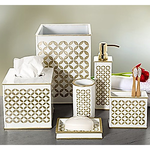 Creative Scents White Bathroom Trash Can - Decorative Waste Basket for Bathroom - Durable Waste Paper Basket - Space Friendly Bath DustBin - for Elegant Bathroom Décor (Diamond Lattice Style)