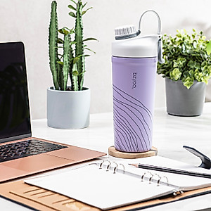 bzyoo 26oz Double-Walled Stainless Steel Insulated Tumbler with Straw Leak Proof Ideal for Smoothies, Ice Tea or Coffee Includes Mixer Ball BPA Free - Organica Purple