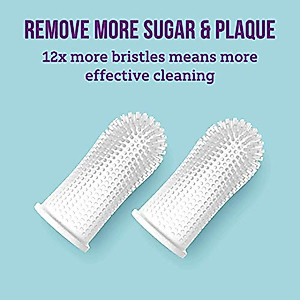 360º Bristle Silicone Baby Finger Toothbrush, 100% BPA Free for Toddlers and Infants 3 Months and Up, Full Surround Design for Teeth and Gum Cleaning; 2 Sets of Finger Brushes – Clear