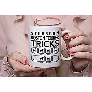 Stubborn Boston Terrier Tricks, Awesome Dog Fetch Mug, Dog Mom Dad, Paw Pet Lovers, Dog Trainer Cup, Coffee Dog Mug, Mothers Day, Fathers Day, Christmas Birthday Gifts