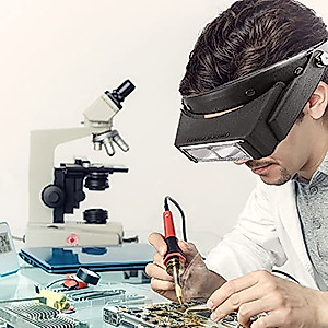 MagDepo Headband Magnifying Glass No Screw with 4 Replaceable Lenses & Cleaning Cloth Handsfree Magnifier Loupe Jewelry Visor for Work, Jewelry Making, Watch Repairing, and Craft