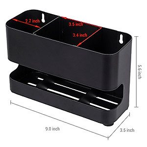 MyGift Modern Wall Mounted Black Metal Hair Styling Tools and Accessories Heat Resistant Holder with 3 Slots, Salon Hot Tool Organizer Rack for Blow Dryer Straightener Curling Iron