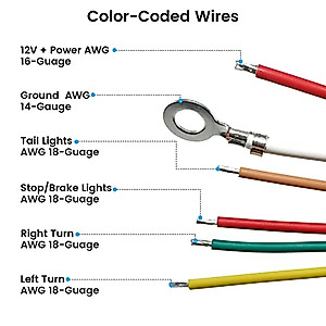 MECMO Multi-Function LED Compatible Powered 3-to-2-Wire Splice-in Tail Light Converter Harness 56236, Convert Separate Turn and Stop Lights to Standard 2-Wire Trailer Light Wiring, 4-Way Flat Harness