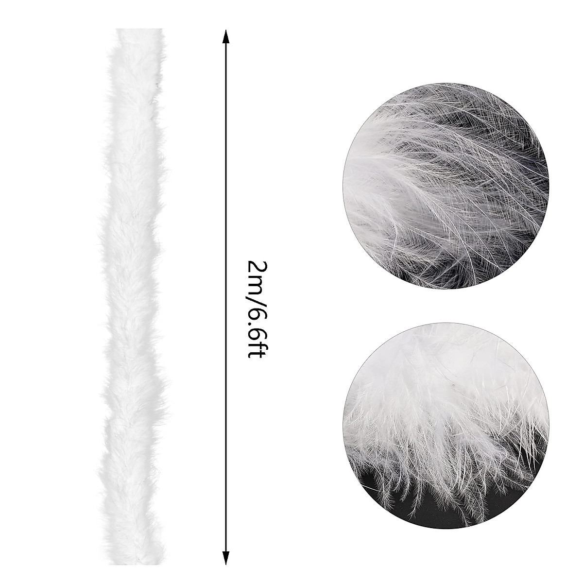Dxhycc 2 Yards Marabou Feather Boa for Crafts Wedding Party Halloween Costume Christmas Tree Decoration 20 Grams, White