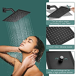 Bathroom Shower System Matte Black 6 Inch Rainfall Showerhead High Pressure Luxury Rain Mixer Shower Handheld Sprayer Wall Mounted Shower Fixture Combo Set Rough-in Valve Body and Trim Included
