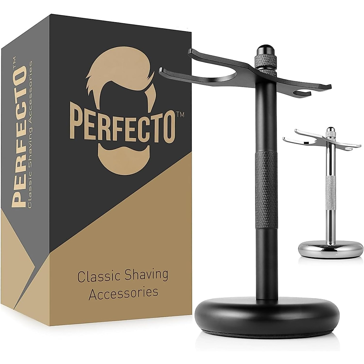Perfecto Deluxe Black Razor and Brush Stand - The Best Safety Razor Stand. This Will Prolong The Life Of Your Shaving Brush