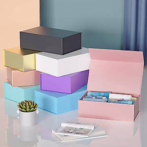 RYDDOY Pink Gift Box, 12x6x4'' Gift box for Presents with Lids Magnetic Closure Rectangle Collapsible for Bridesmaid Proposal Box, Wedding, Christmas, Halloween, Birthday Gift Packging