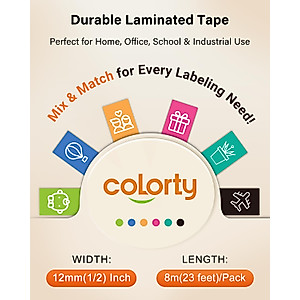 Replacement for Brother P-Touch Label Maker Tape TZe 12mm 0.47 Ribbon Laminated TZ Colored Refills Compatible with Brother P Touch PT-D210 D220 H110 1000 1280 D400 Cube, 1/2" x 26.2', 6 Pack