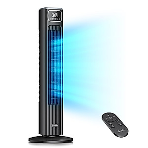 Grelife 36" Tower Fan, Bladeless Fan with 80° Oscillation, 3 Speeds, 4 Wind Modes, Touch Screen & Remote Control, 12-Hour Timer, Quiet Cooling Fan for Home Office Bedroom