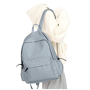 Blue Simple School Backpack for Girls Boys, Waterproof Bookbag for Women Men, College Student School Bag, Lightweight Travel Rucksack Casual Daypack, Laptop Backpacks