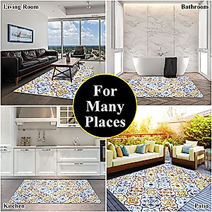 Vaukki Living Room Rug, Floral Medallion Soft Laundry Carpet, Non Slip Entryway Mat, Washable Throw Rug Floor Carpet for Bathroom, Dining Room, Kitchen and Bedroom (4'x6', Multi-Color)