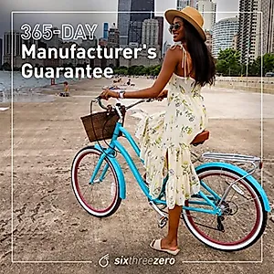 sixthreezero EVRYjourney Steel Women's Step-Through Touring Hybrid Bike, 1/3/7/21 Speed 26" Bicycle, Multiple Colors