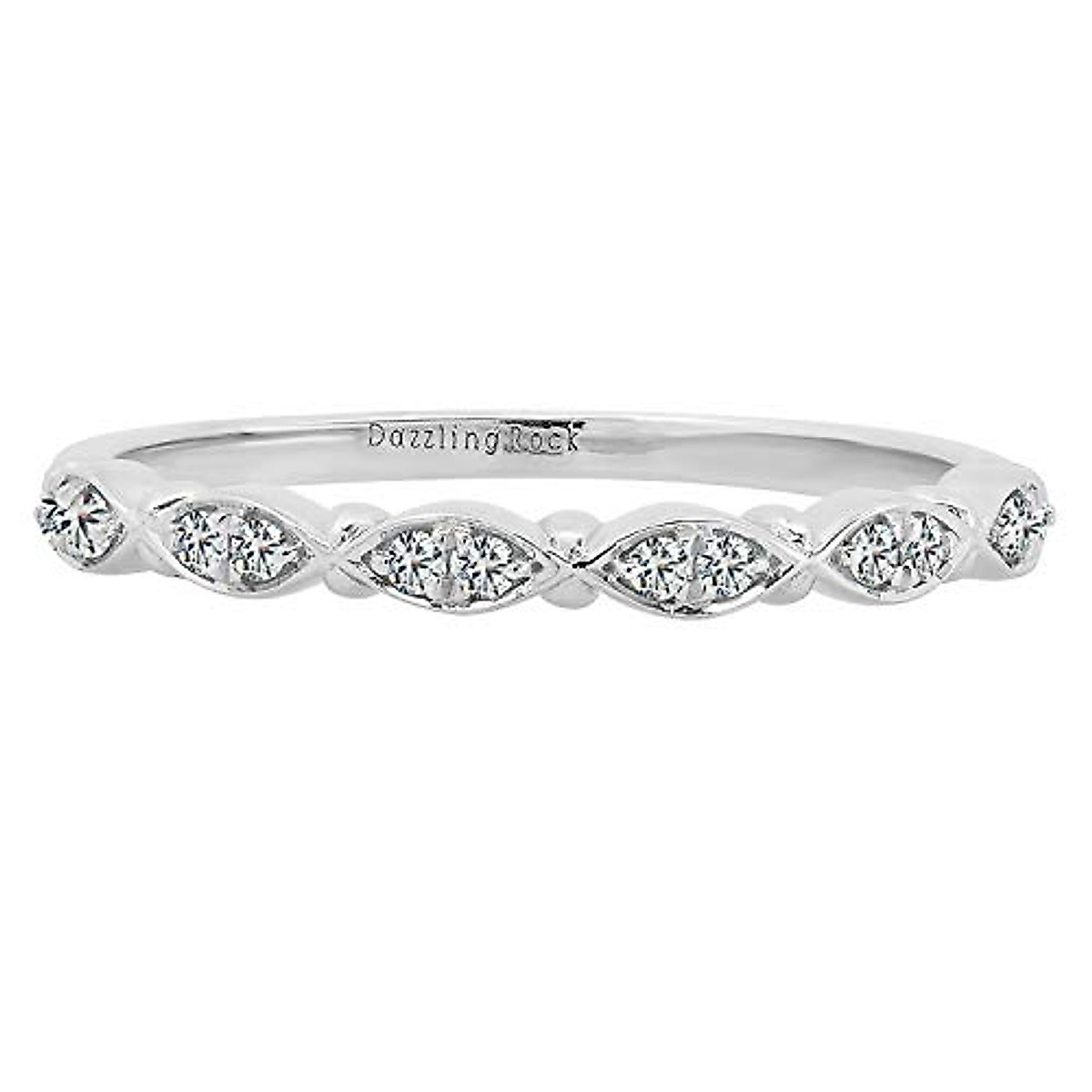 Dazzlingrock Collection 0.10 Carat (Ctw) Round Lab Grown White Diamond Women Wedding Stackable Band in 10K White Gold, Size 7