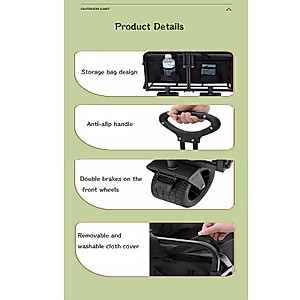 220kg Collapsible Wagon, Heavy Duty Utility Garden Cart, Foldable Wagon Stroller with Wide PU Shock Absorbing Wheels for Outdoor Beach Camp Grocery La