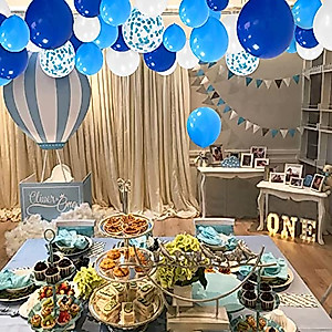 Royal Blue Confetti Latex Balloons, 50pcs Blue White Balloons, 12 Inch Light Blue Balloons, White And Blue Balloons Latex Balloons for Party Decorations, Dark Blue Balloons for Arch Garland Kit