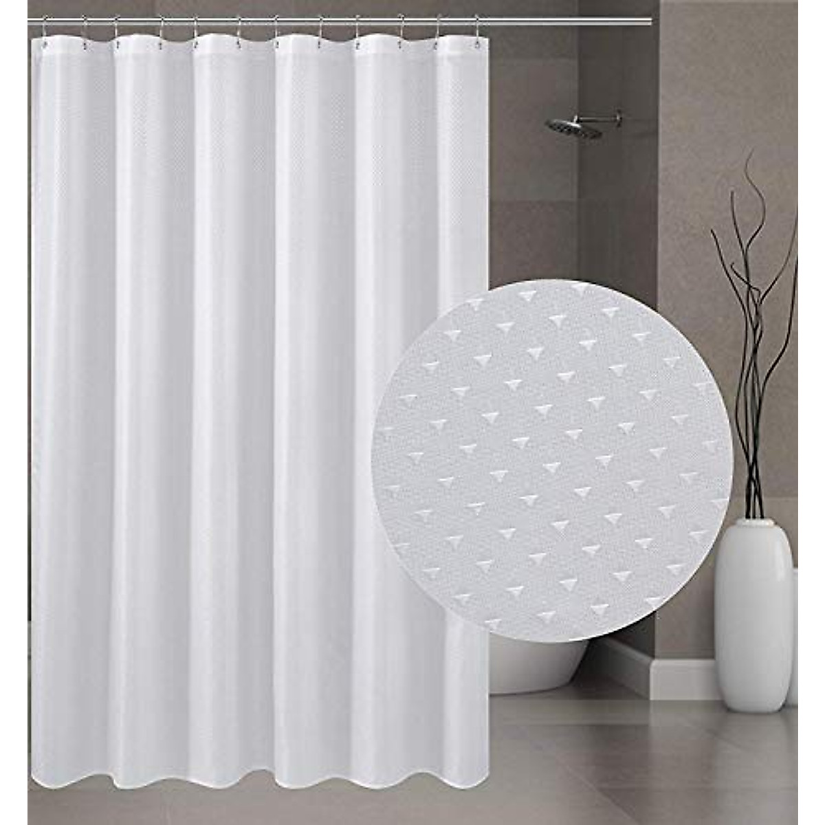 N&Y HOME Hotel Fabric Shower Curtain or Liner, Cloth Textured White Shower Curtain with Bottom Magnets, Machine Washable, 72 x 72 inches for Bathroom