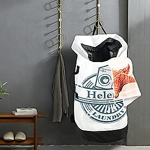 Personalized Laundry Bag Backpack Washable Large Enough Dirty Clothes Organizer for College,Travel,Camp,Dorm Essentials Any Name Laundry Bag