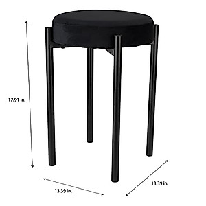 Home Details Dimensions: 13.4" x 13.4" x 17.9" | Easy to Assemble | Stylish Cushion | Compact Design | Black Velour Vanity Stool