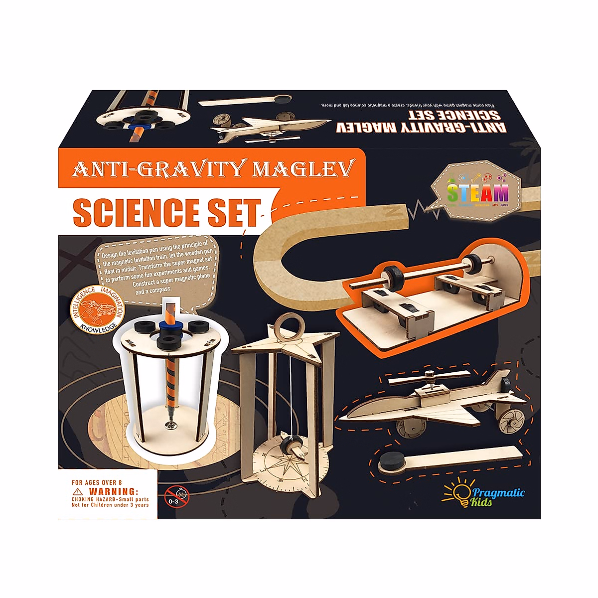 4in1 Anti-Gravity Maglev Educational Science Set for Kids. Perform Fun Experiments and Games by Transforming Magnets to Form a Plane, a Functional Compass, a Floating Arrow, or a Standing Pen