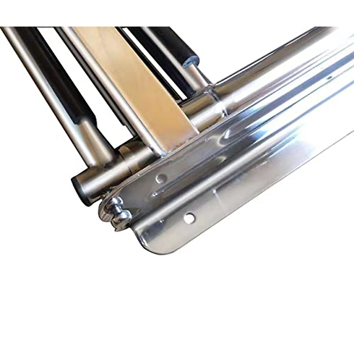 Mojiate Stainless Steel 3 Step Telescoping Folding Boat Boarding Ladder with Press-Type Spring ，for Boat Yacht Swimming Pool，Rated to 400 Pounds