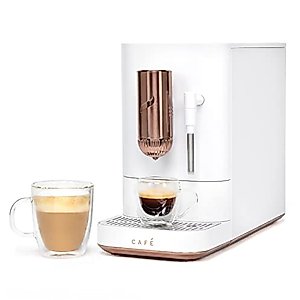 Café Affetto Automatic Espresso Machine + Milk Frother | Built-In & Adjustable Espresso Bean Grinder | One-Touch Brew in 90 Seconds | Matte White, 1.2 Liter, (C7CEBBS4RW3)
