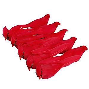 Firlar 12 Pcs Artificial Cardinal bird with Clip, 5.5 Inch Simulated Foam Bird Christmas Cardinal Birds Red-billed Ornaments for Wedding Decoration Home Garden Establishment Party Accessories