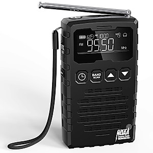 NOAA Weather Radio - Rechargeable NOAA/AM/FM Emergency Radio, Portable Pocket Radio, Longest Playtime, Best Reception, Digital Tuning, Auto Scan&Preset Function, Time Display, Mono Headphone Socket