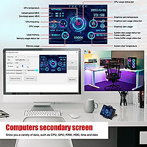 XIXIAN 3.5 Inch IPS LCD Monitor Display Computers Monitor CPU GPU Monitoring Sub-Screen Support Wins Linux System