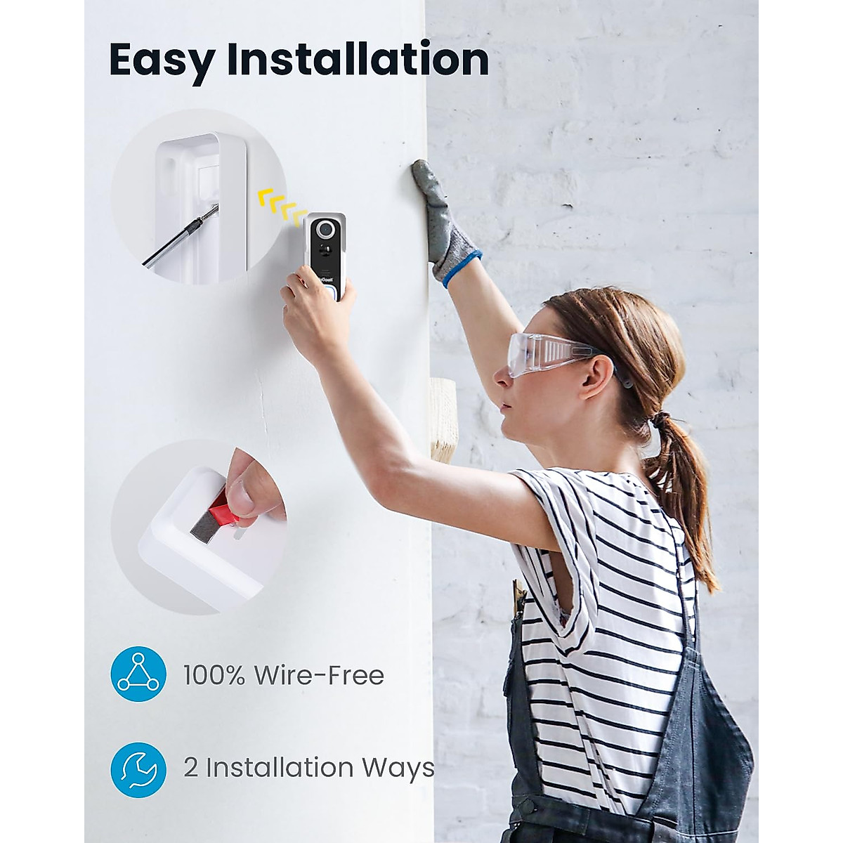 ieGeek Doorbell Camera Wireless No Subscription - Wireless Video Doorbell with Chime, Doorbell with Camera 1080P FHD, Voice Changer, 2-Way Audio, PIR Motion Detection, 2.4Ghz WiFi, Works with Alexa