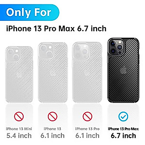 Facbiny Compatible with iPhone 13 Pro Max Case, Carbon Fiber Series [Military Grade Drop Tested], Anti Fingerprints & Scratch, Translucent Slim Fit Shockproof Phone Case 6.7", Black