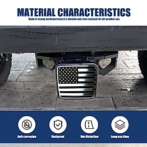 ZKFAR Pack-1 Trailer Hitch Cover, American Flag Plug Cover, Metal Rear Receiving Tube Cover, 2" Automotive Dust Plug, Protective Cover with Pin Bolt, Universal for Most SUVs, Trailers (Silver)