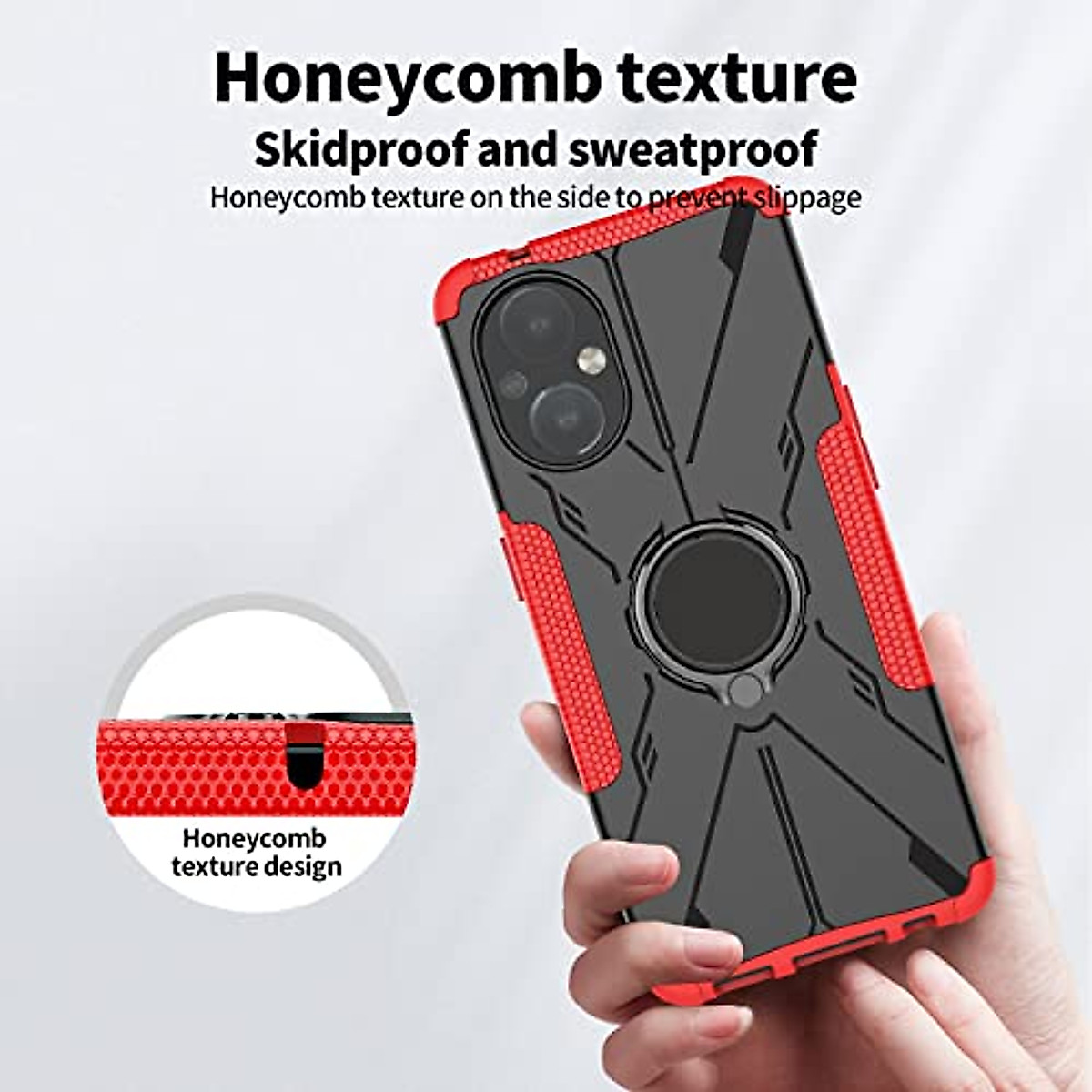 Military Case for OnePlus Nord N20 Tough Rugged Dual Layer Case Hybrid Cover with 360°Ring Holder Kickstand for OnePlus Nord N20