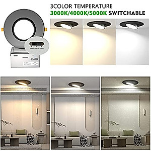 bulbeats 12Pack 𝗠𝗲𝘁𝗮𝗹 6 Inch Gimbal LED Recessed Lighting, Recessed Lighting 6 inch 12W 1200LM Super Bright Angled Recessed Lighting 3000K/4000K/5000K Directional Downight