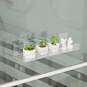 CY craft 6 PCS Acrylic Invisible Floating Bookshelf for Kids Room,15 inch Modern Picture Ledge Display Toy Storage Wall Shelf 5MM Thick U Shelves Storage Rack