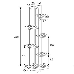 MoNiBloom 6 Tier Bamboo Plant Stand, Flowers Display Shelf Holder Organizer with 7 Pot Positions for Outdoor Indoor Balcony Patio Balcony, Natural