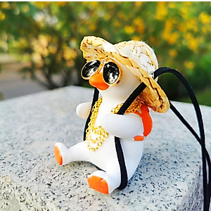 Qiwen Rear View Mirror Hanging Accessories of Swinging Duck Car Hanging Ornament Cute Car Accessories for Teens Men Women Car Mirror Hanging Accessories Truck Car Pendant Car Charm (Cool A)
