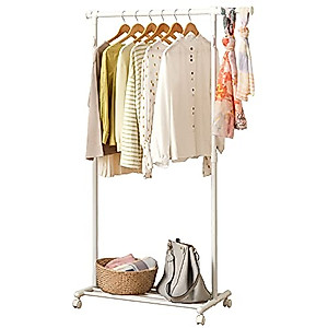 Doshisha RPHS-80WH Hanger Rack, White, Overall Load Capacity 88.2 lbs (40 kg), One-Touch Button Type Lifting (Approx.): Width 31.5 - 50.7 x Depth 18.7 x Height 42.7 - 63.0 inches (80 - 129.5 x 47.5 x 107 - 16161 cm)