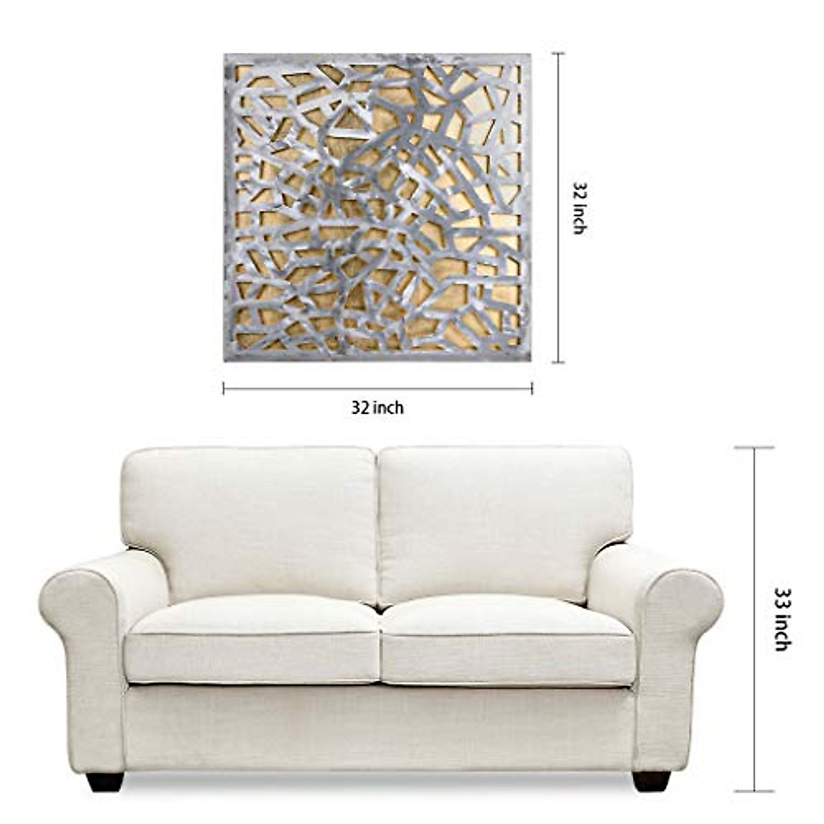 Empire Art Direct Enigma Polished Steel Sculpture Abstract Wall Art with Gold Leaf 3D Metallic Artwork,Ready to Hang,Living Room, Bedroom ＆ Office, 32" x 0.98” x 32