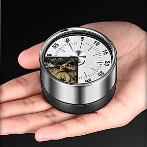 Beautysdream Magnetic Mechanical Kitchen Timer -Countdown 60 Minute Visual Time Management Tool Baking Cooking Steaming Barbecue (Black) for Kids, Teachers and Adults Small Cute (Black), One Size