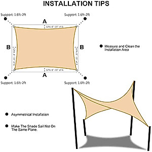 Patio Sun Shade Sail 12' x 16' Rectangle: UV Block Canopy Sunshade Cover - 185 GSM Thicker Sail Shade for Deck Pergola Garden Backyard Outdoor