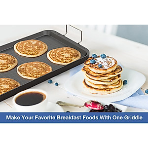 DOBADN Stove Top Flat Griddle, 18'' x 10'' Nonstick Double Burner Griddle Pancake Griddle for Gas Grill or Electric Stovetop, Aluminum