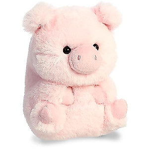Aurora® Round Rolly Pet™ Prankster Pig™ Stuffed Animal - Adorable Companions - On-The-Go Fun - Pink 5 Inches